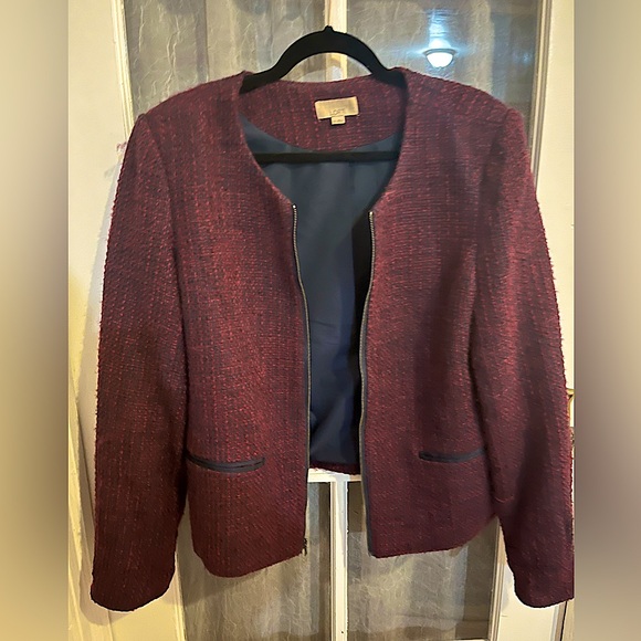 LOFT | Jackets & Coats | Red And Navy Tweed Jacket Loft | Poshmark